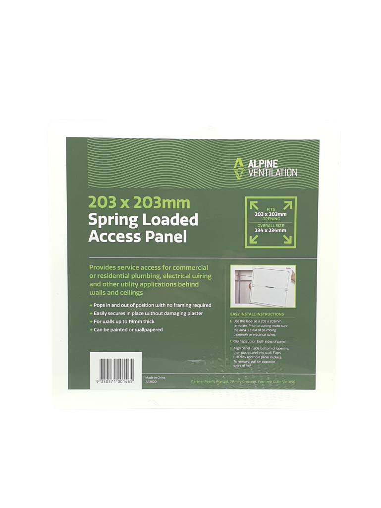 Spring Loaded Plastic Access Panel 200x200mm - Alpine Ventilation